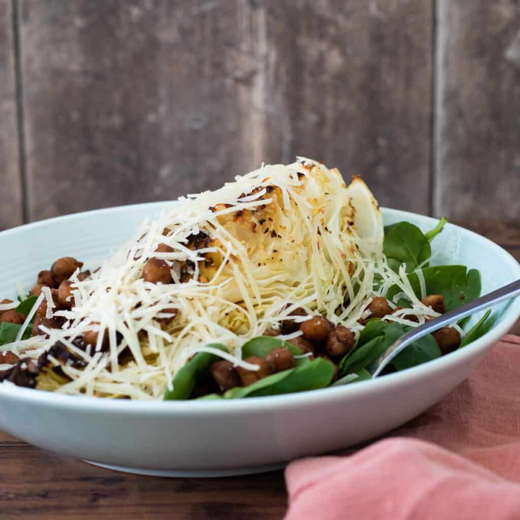 Sweetheart cabbage salad with gyoza chickpeas and parmesan - always use ...