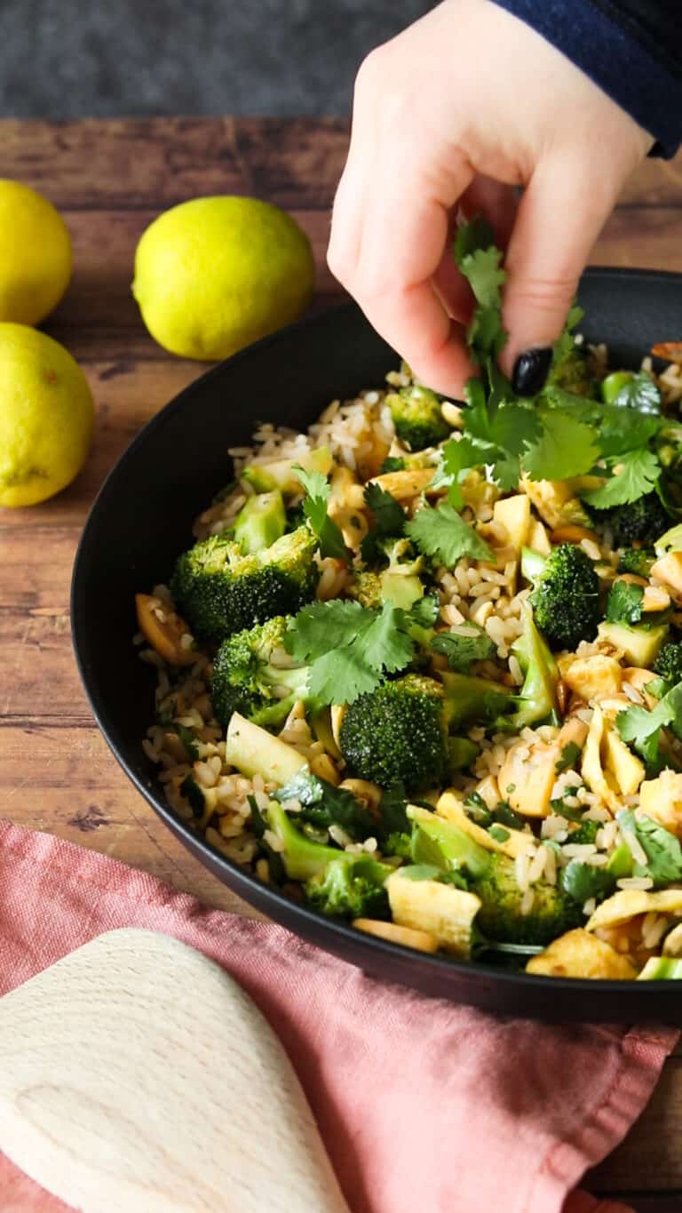 Thai Curry Fried Rice with Broccoli & Mushrooms (Vegan & Vegetarian ...