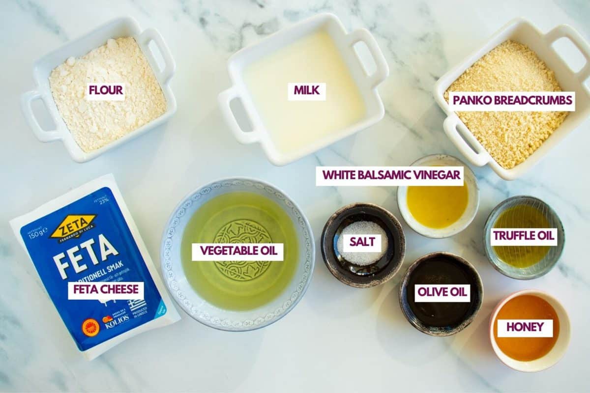 Fried Feta Cheese with Honey Truffle Vinaigrette