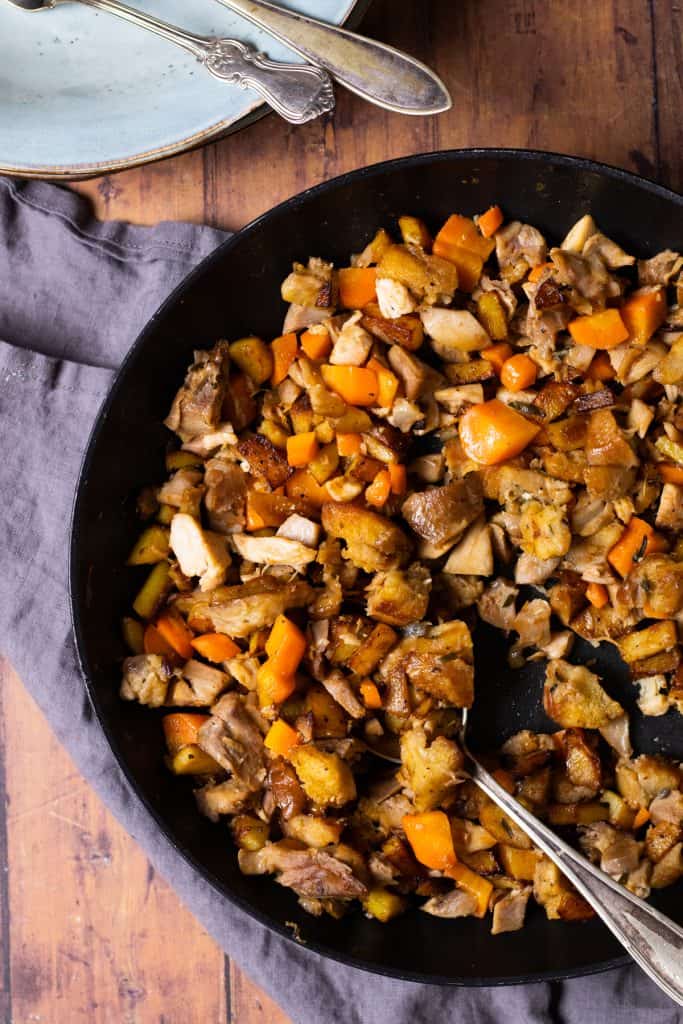 Leftover Turkey Hash with Potatoes & Carrots - always use butter
