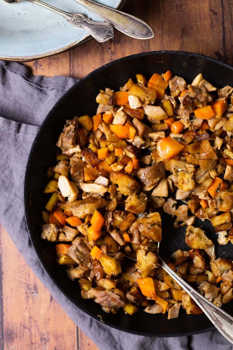 Leftover Turkey Hash with Potatoes & Carrots - always use butter
