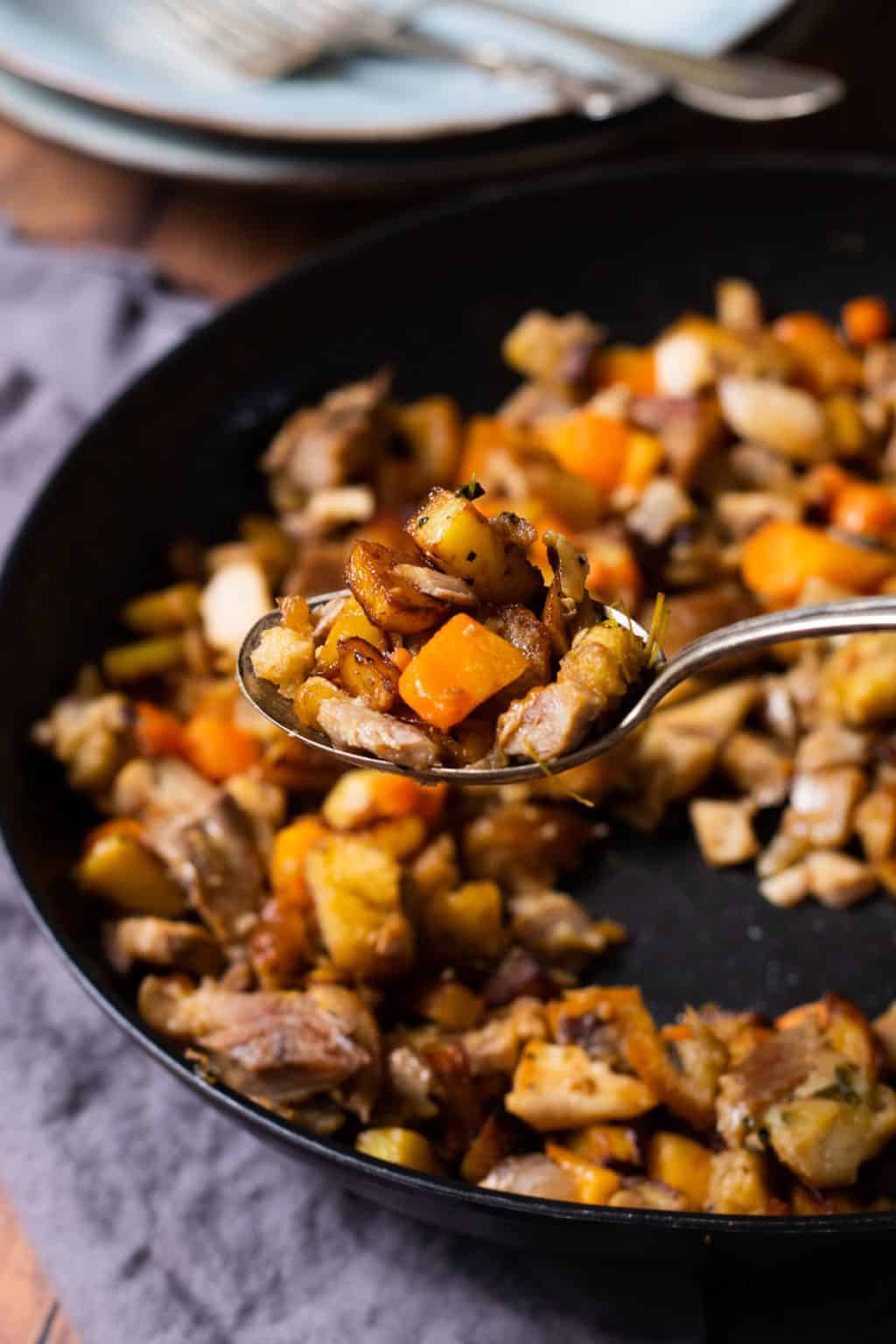 Leftover Turkey Hash with Potatoes & Carrots - always use butter