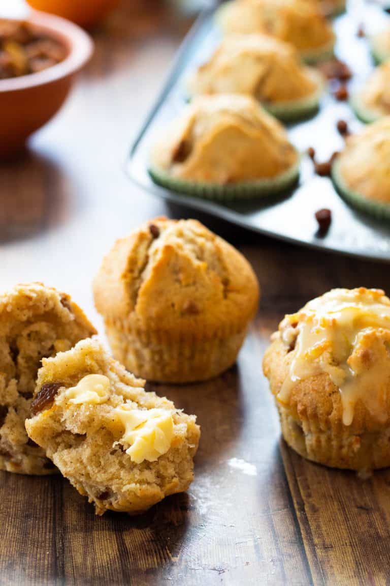German Muffins with Raisins & Almonds - always use butter