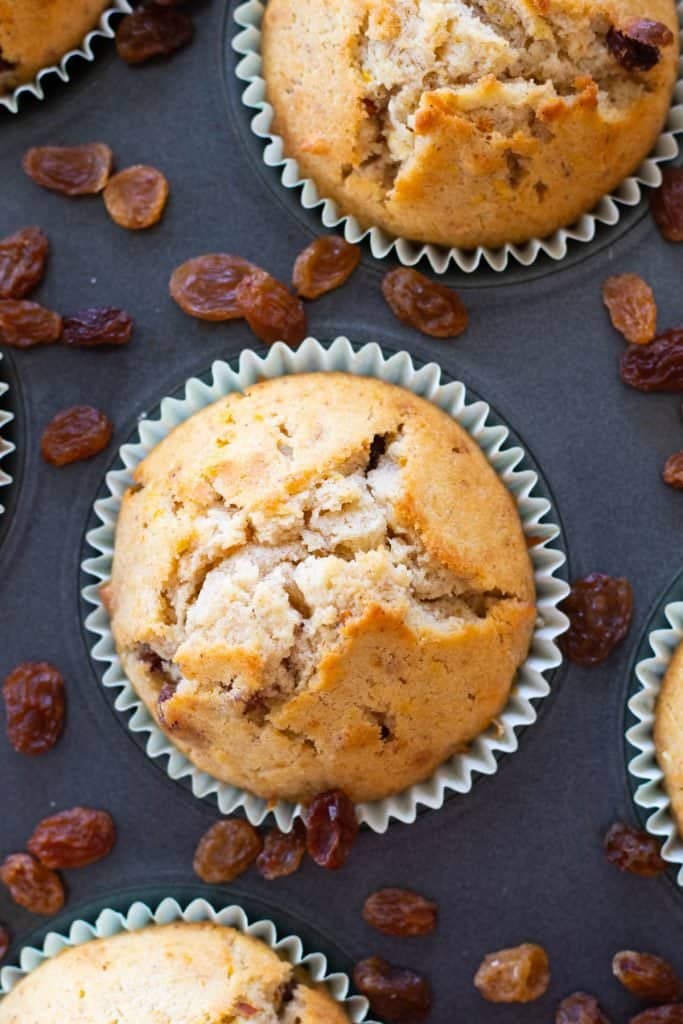 German Muffins with Raisins & Almonds - always use butter