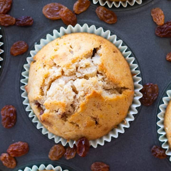German Muffins with Raisins & Almonds - always use butter