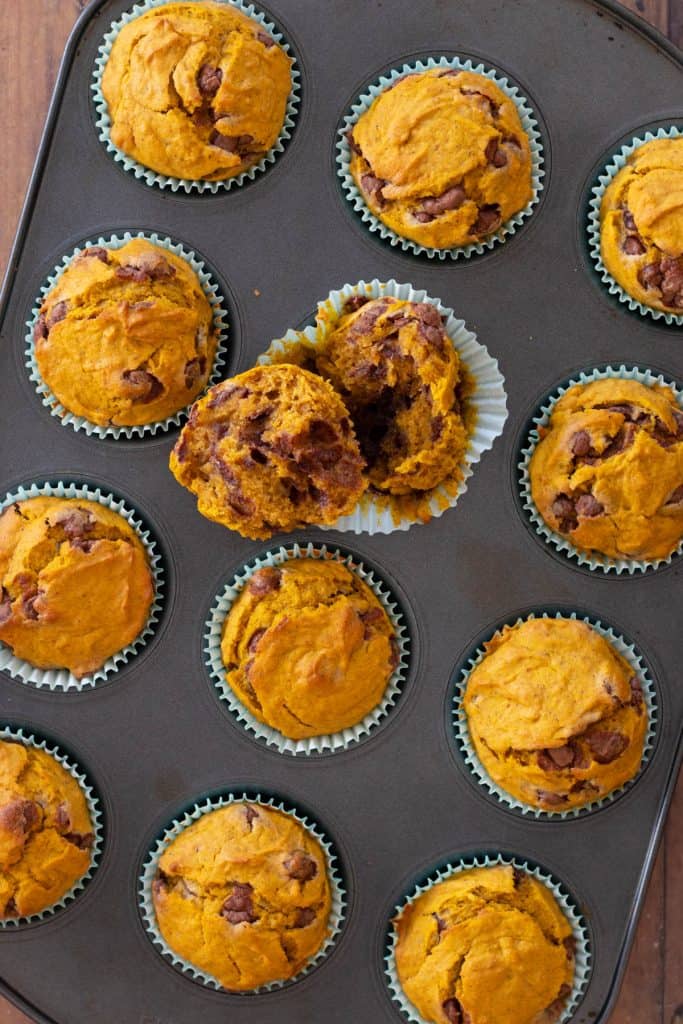 Pumpkin Banana Muffins with Chocolate Chips - always use butter