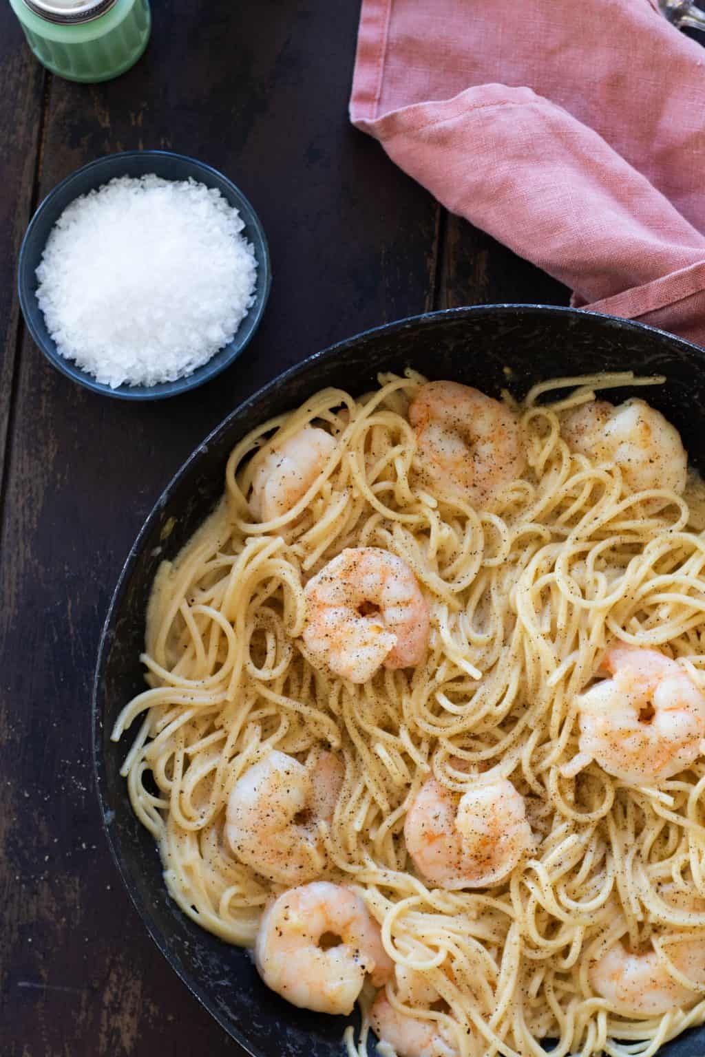 Shrimp Carbonara - always use butter