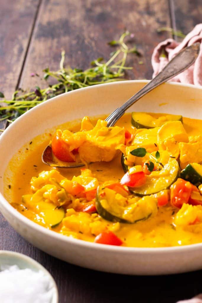 Simple Salmon Stew with Saffron - always use butter