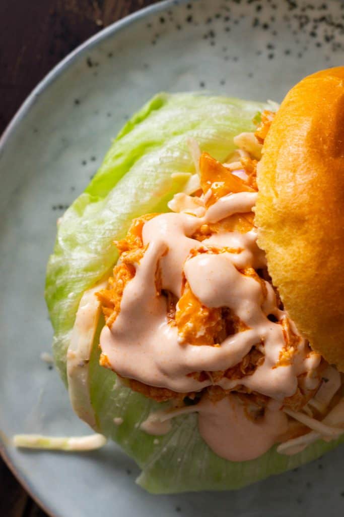 Homemade Buffalo Chicken Ranch Sandwich - always use butter